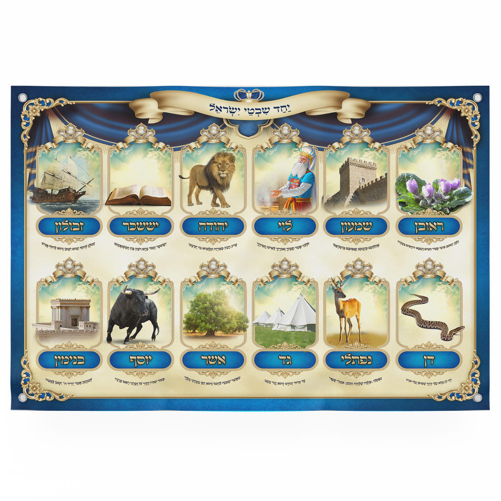 Twelve Tribes of Israel Poster - Colorful Tribal Symbols for Sukkah ...